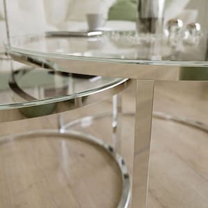 Elegant Large Coffee Tables, SET OF 2, Unbreakable Glass Table Top on ...