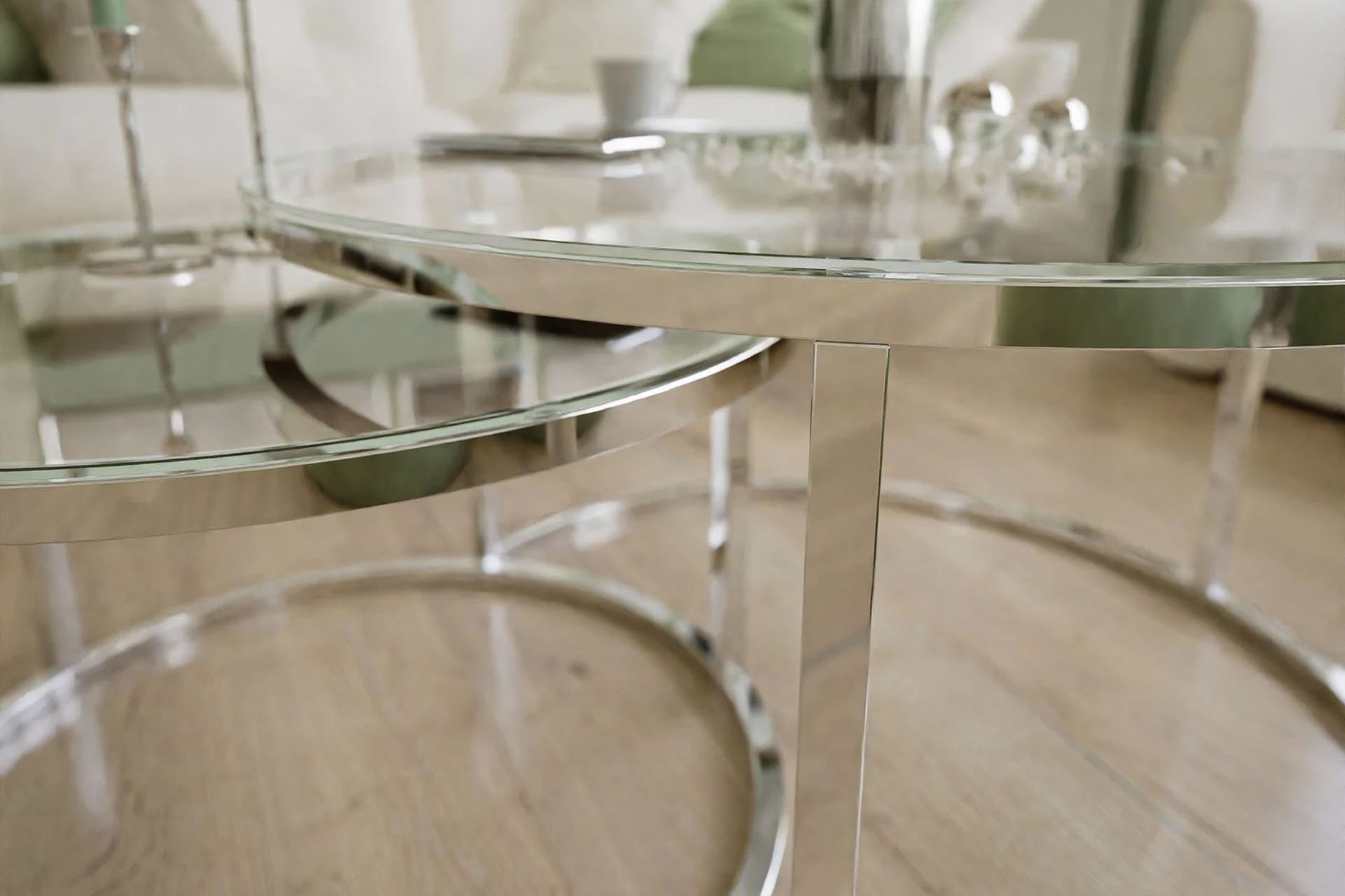 Elegant Large Coffee Tables, SET OF 2, Unbreakable Glass Table Top on ...