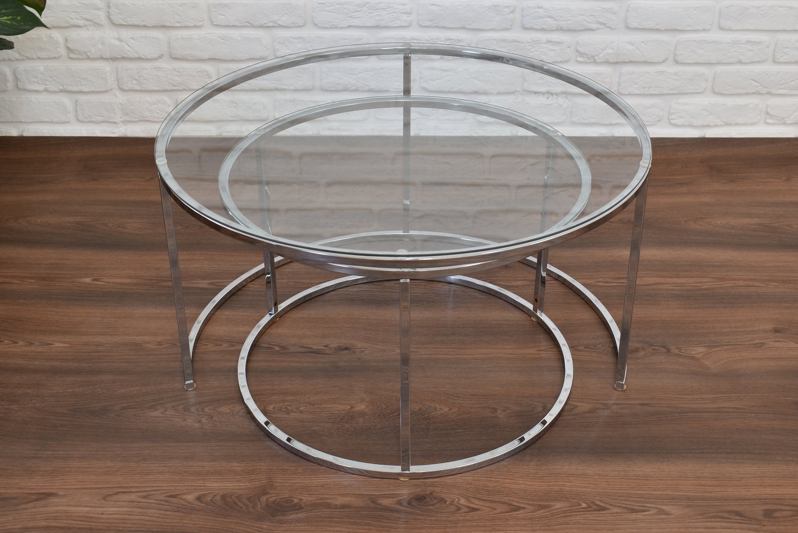 Elegant Large Coffee Tables, SET OF 2, Unbreakable Glass Table Top on ...