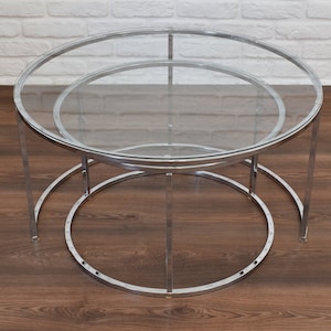 Elegant Large Coffee Tables, SET OF 2, Unbreakable Glass Table Top on ...