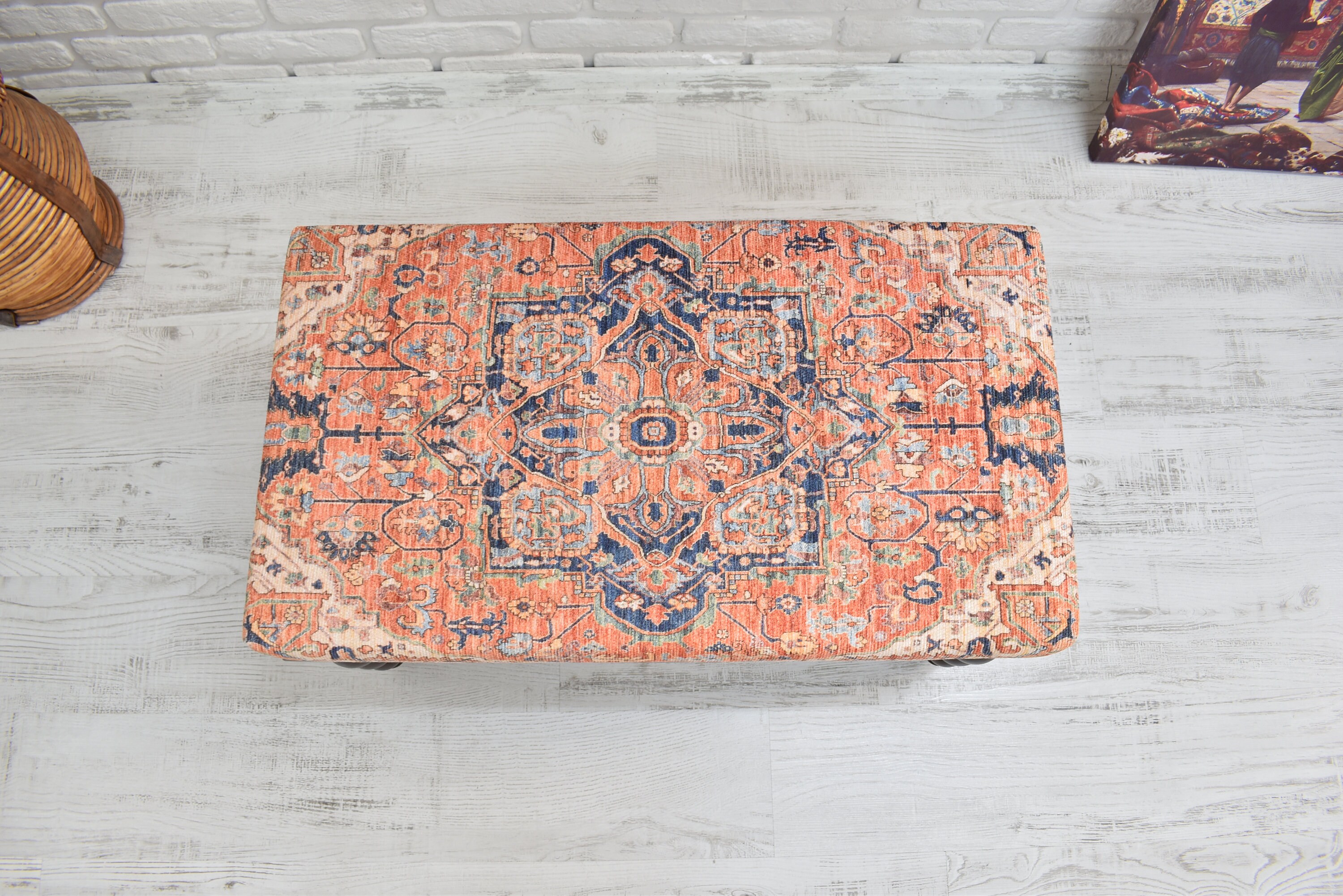 Ottoman Rug Bench / Turkish Rug Ottoman / Upholstered Bench / - Etsy