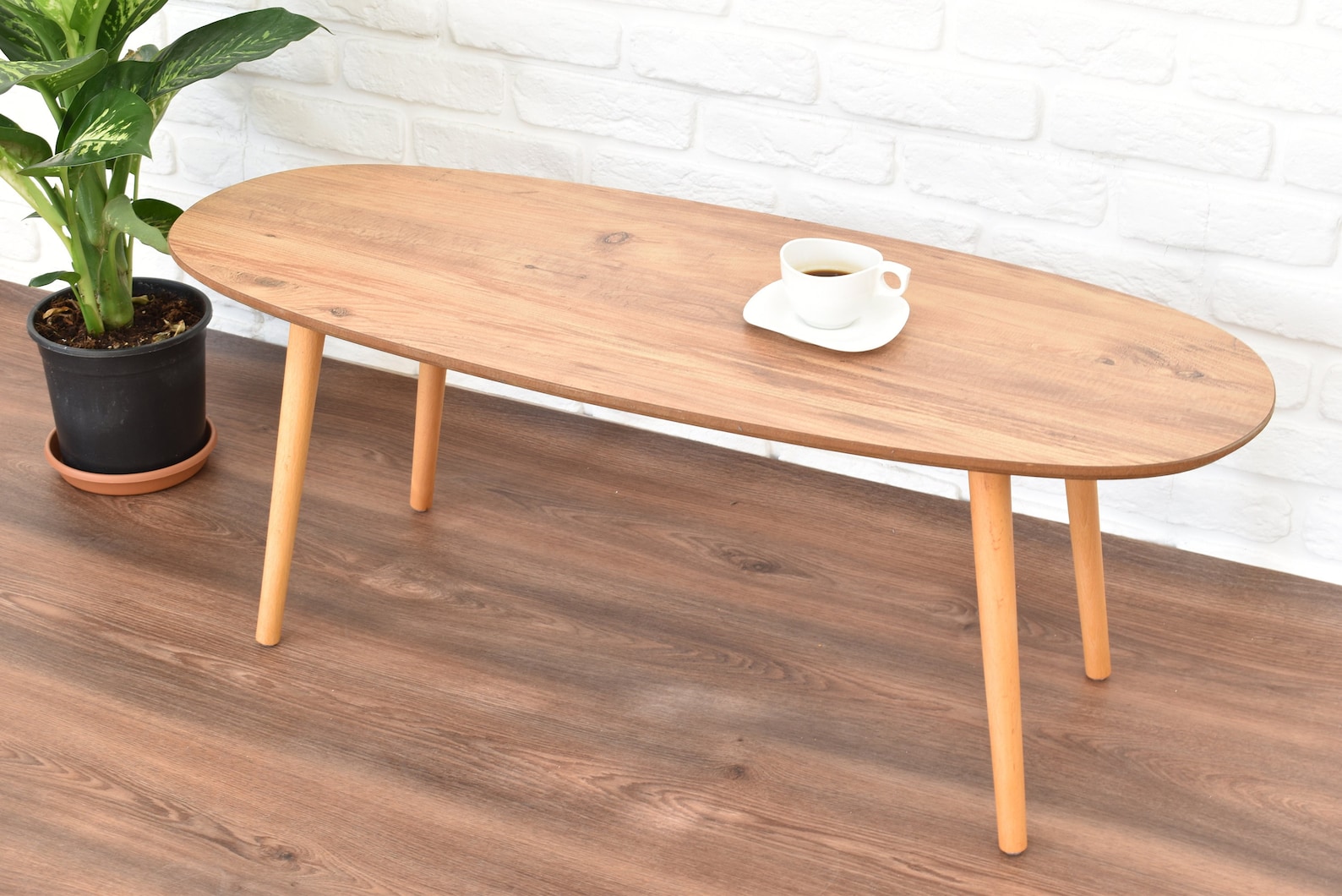 Coffee Table in Wood Modern Style Oval Table Living Room - Etsy