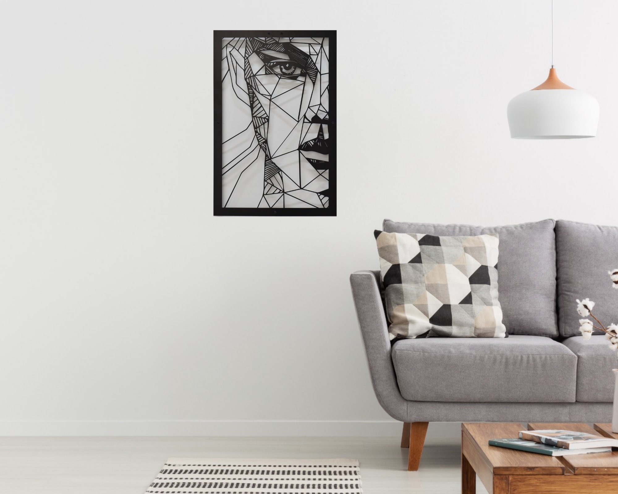 Face Metal Wall Art, Laser Cut Metal Wall Art, Abstract Face Metal Art ...
