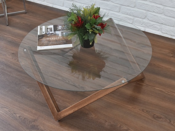 Solid Wood Walnut Low Round Coffee Table Base Handmade Furniture Only Base Glass Table Top is Not Included Etsy
