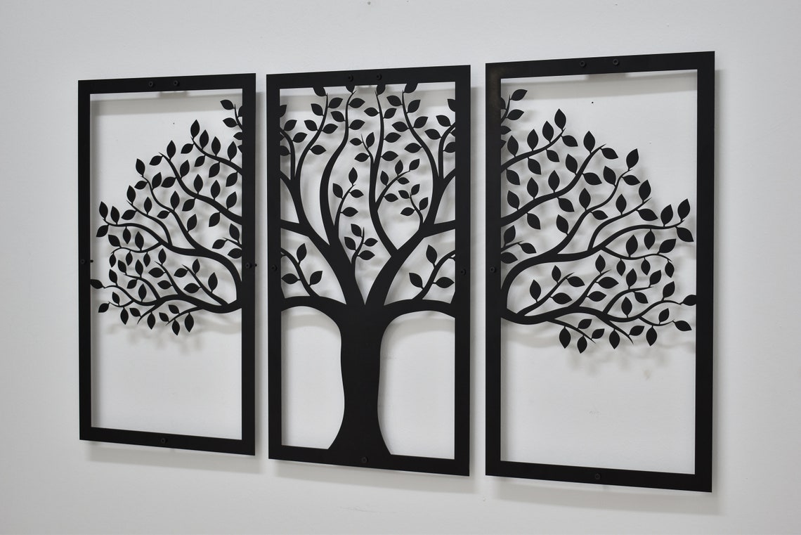 Metal Tree Decor Metal Wall Decor Tree of Life 3 Panels - Etsy