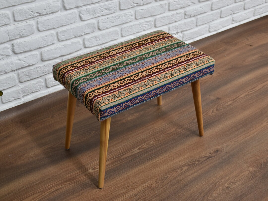Authentic Turkish Ottoman Footstool / Upholstered Foot Stool / Handmade ...