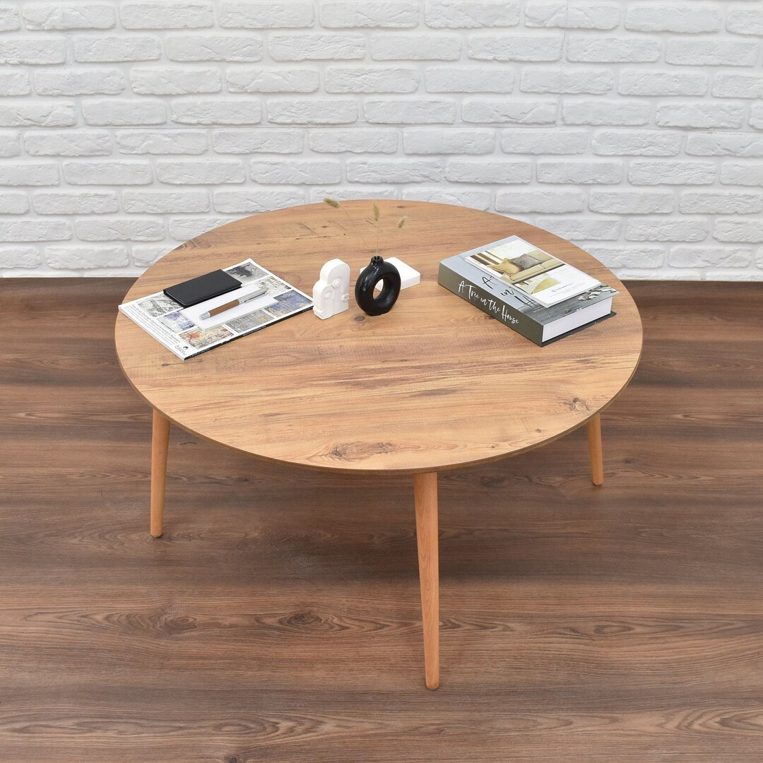 Rustic Round Coffee Table / X4 Wooden Legs / Center Table / Side Table ...