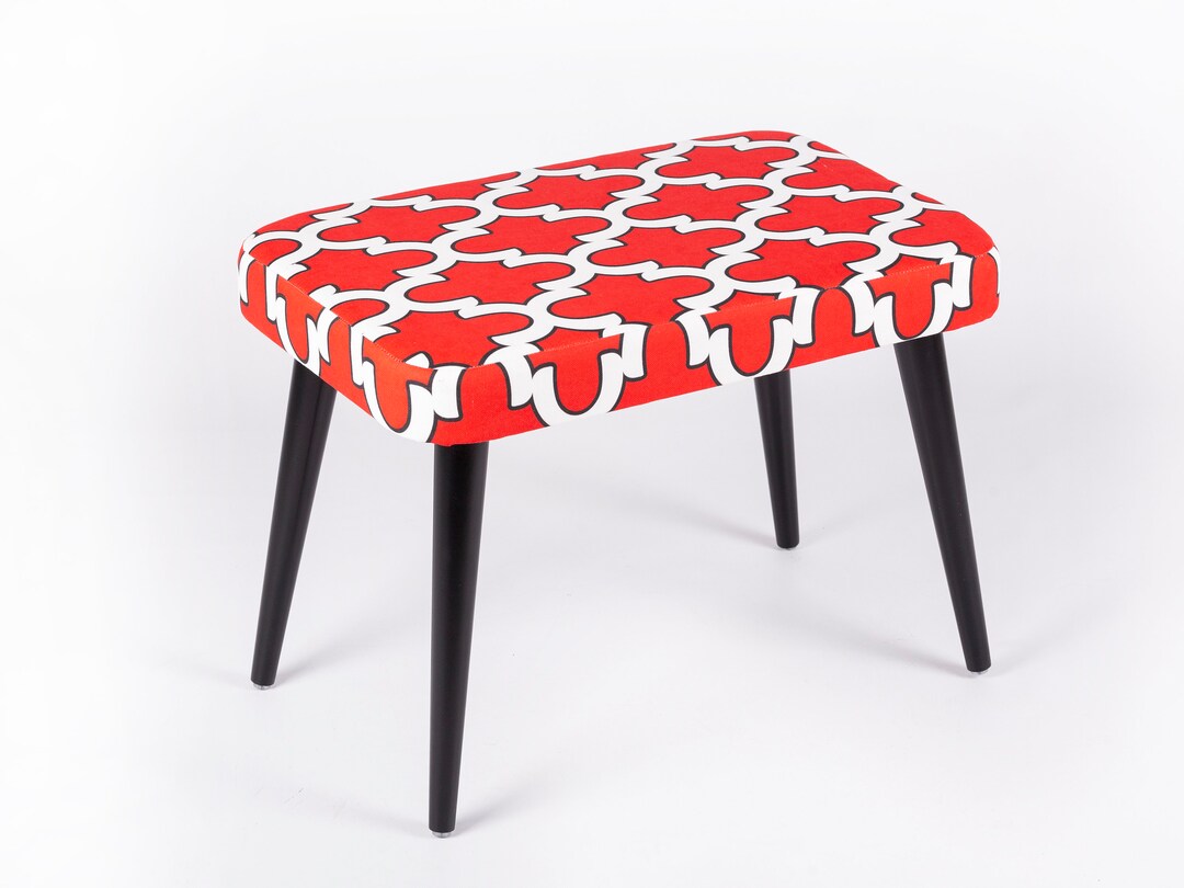 Modern Entryway Bench, Bench Upholstered With Moroccan Pattern, Red ...