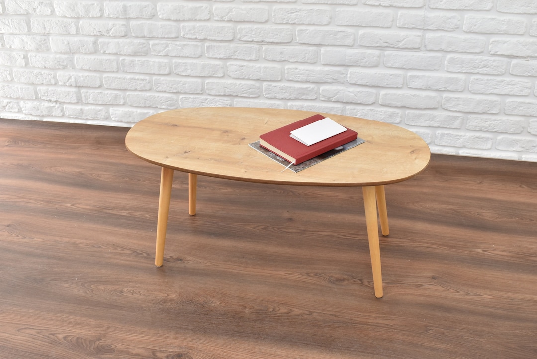 Scandinavian Table, Oval Shape Coffee Table, Wooden Modern Style Coffee ...