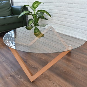 Large Unbreakable Glass Coffee W/ Natural Wooden Base in Modern Style ...