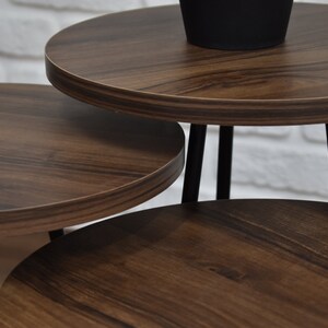 Solid Nesting Table Set of 3 Walnut Color Table Tops W/ Metal ...