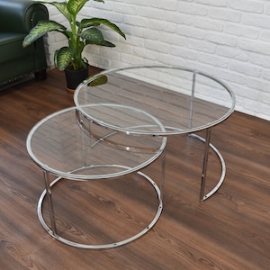 Elegant Large Coffee Tables, SET OF 2, Unbreakable Glass Table Top on ...