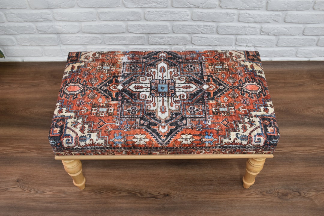 Ottoman Bench / Piano Bench / Persian Rug Bench / Boho Chair / Handmade ...