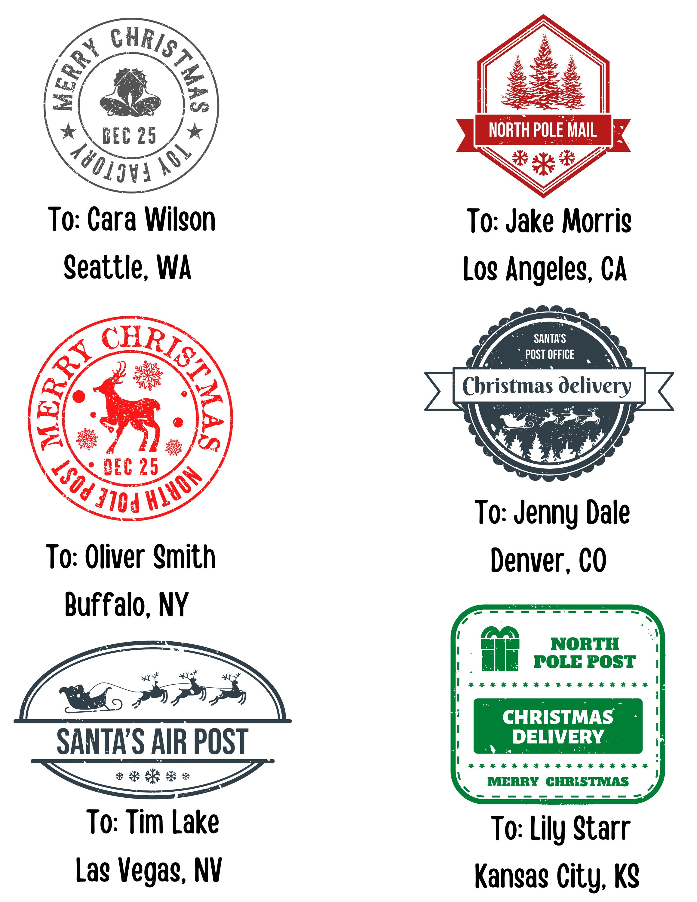 North Pole Gift Tags - Sheet of 6 - Etsy