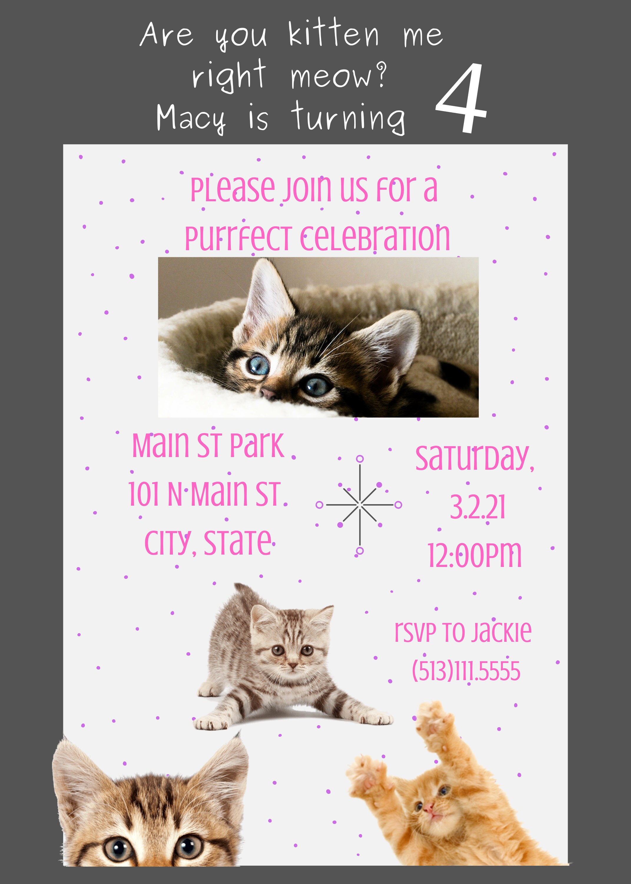 Cat Themed Party Invitation - Etsy