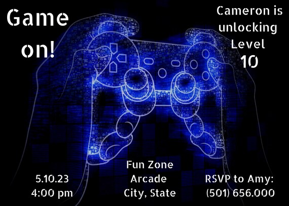 Video Game Party Invitation - Etsy