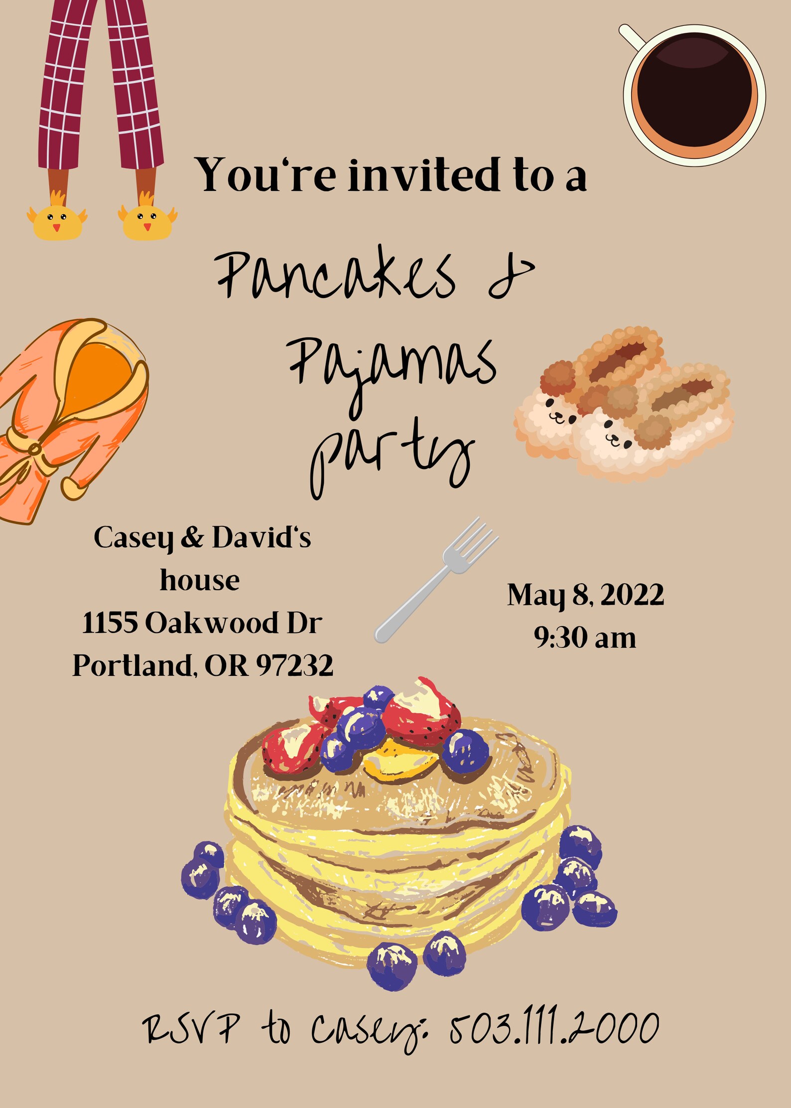 Pancakes and Pajamas Party Invitation - Etsy