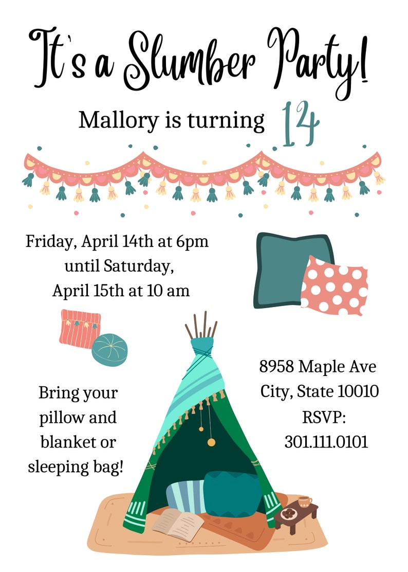 Slumber Party Invitation - Etsy