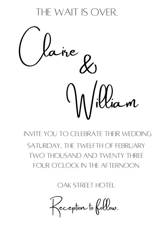 Minimalist Wedding Invitation - Etsy
