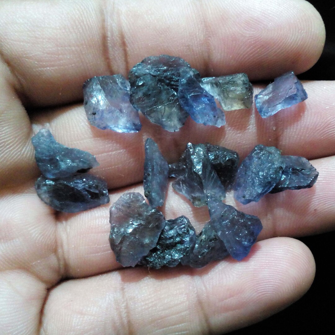 Natural Blue Iolite Raw 17 Piece 14-15 MM Iolite Gemstone Rough for ...