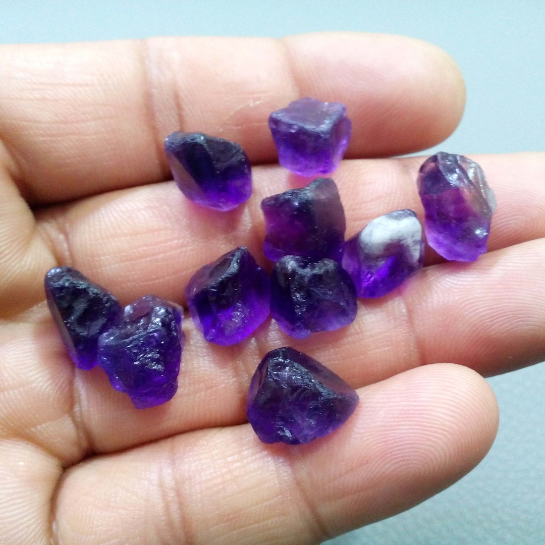 10 Piece Raw Purple Amethyst Lot: Rough Gemstone for Jewelry Making - Etsy