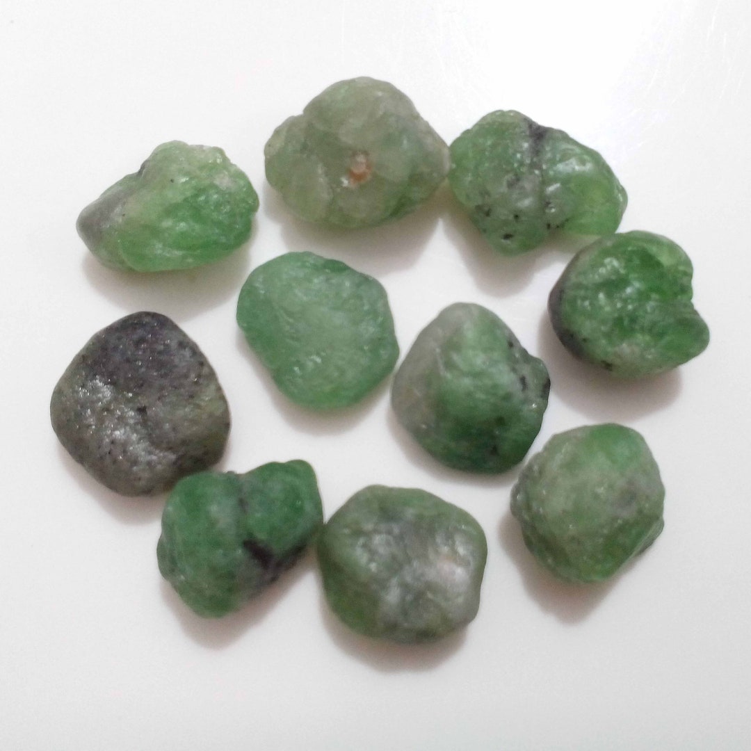 Amazing A Tsavorite Green Garnet Raw 10 Piece Lot 14-16 MM Tsavorite Garnet Rough Loose Gemstone ...