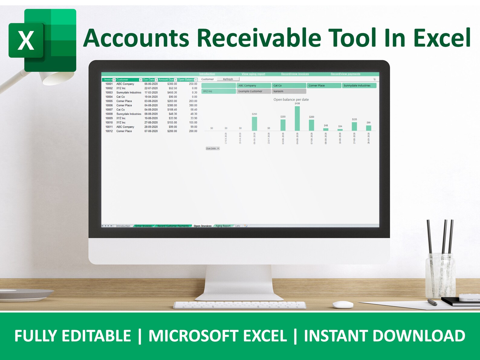 Accounting Excel Sheet Tools Bundle | Accounts Receivable Excel Sheet ...