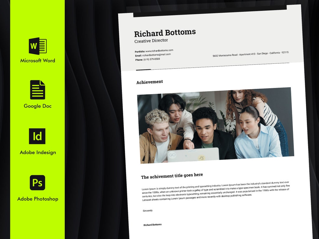 Editable Modern Resume Template, Clean Design, MS Word, Google Docs ...