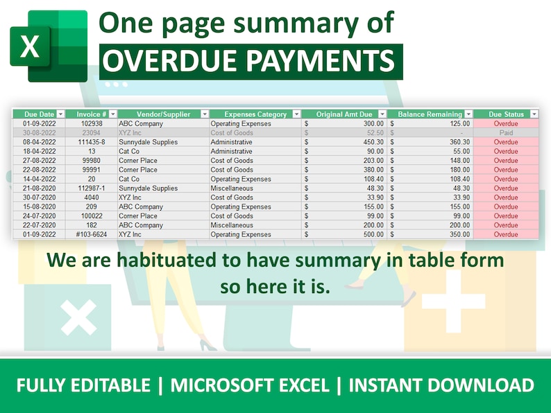 Accounts Payable All in One Excel Sheet Template - Etsy