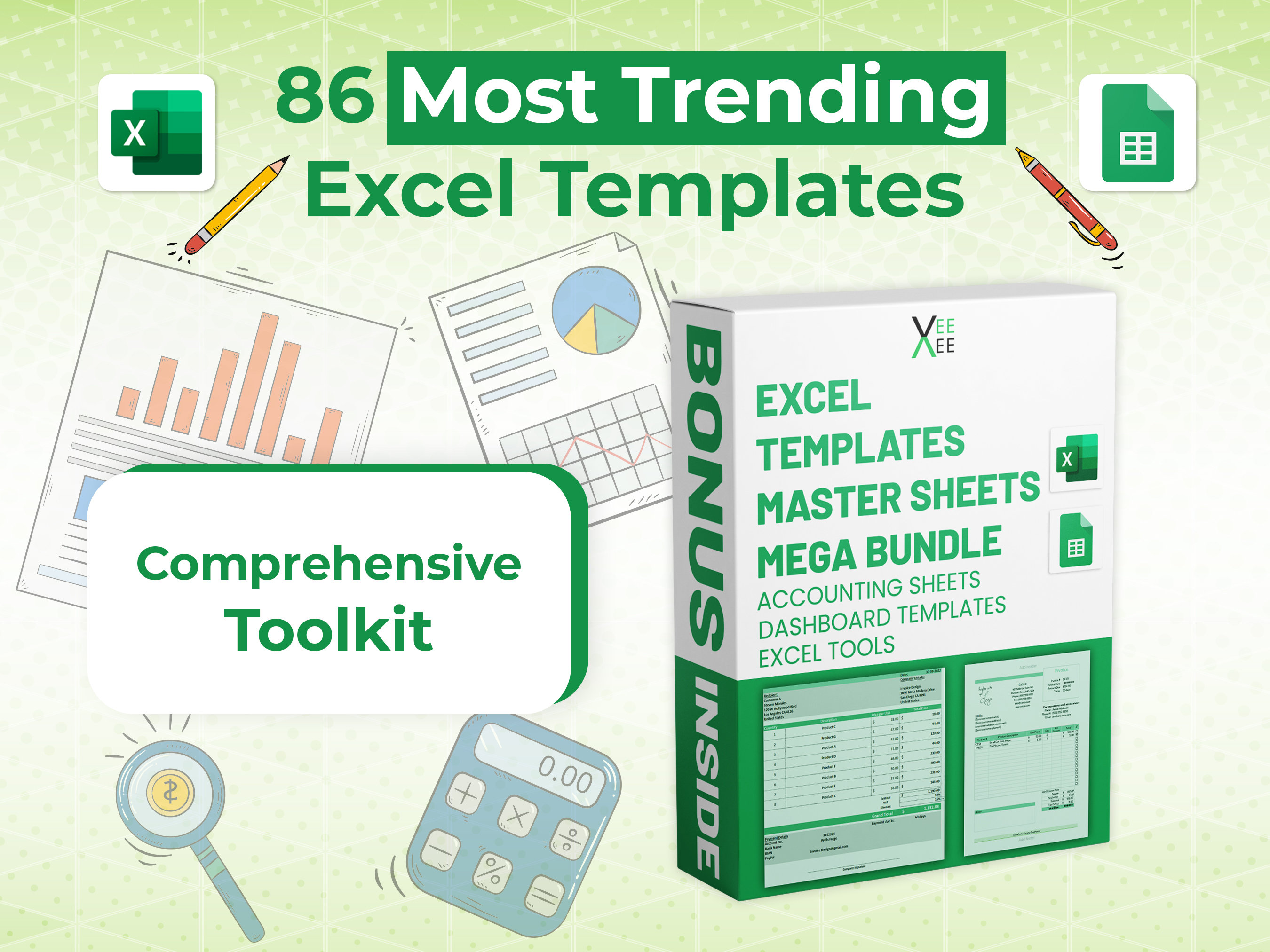 Excel Templates Mega Bundle - Accounting, Data Analysis, Finance, HR ...