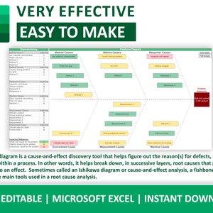 Professional Fishbone Diagram Excel Sheet Template for Root Cause ...