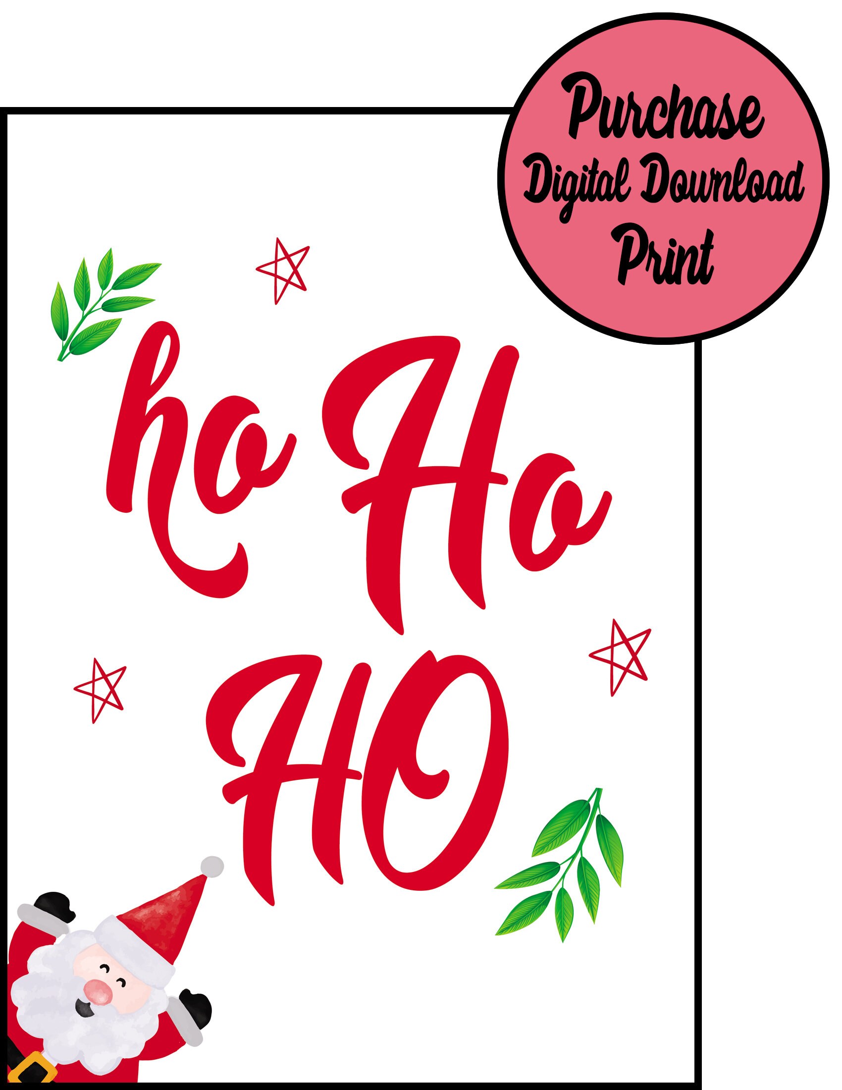 HOHOHO Printable Art Christmas Wall Art Christmas Printable - Etsy