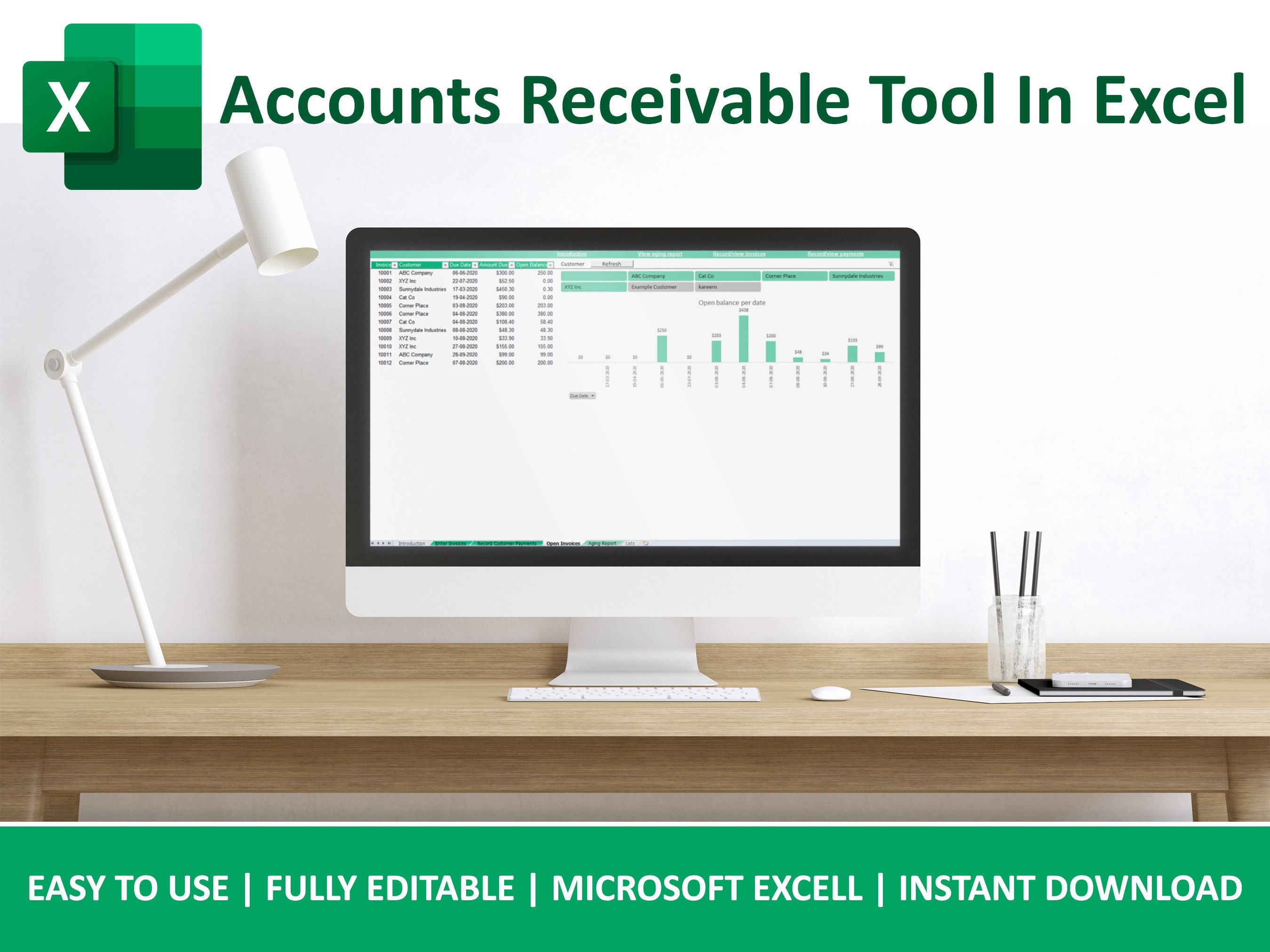 Accounts Receivable All in One Excel Sheet Template - Etsy