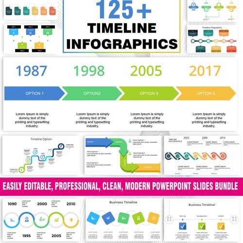 Timeline Arrow Templates for Powerpoint - Etsy