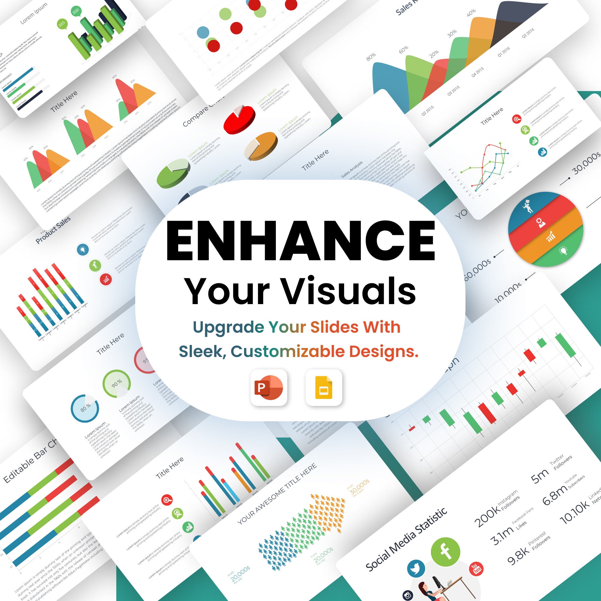 175+ Powerpoint Slides With Charts and Data Distribution Infographics ...