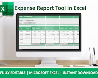 Expense Report Template T&E Business Expense Tracker - Etsy