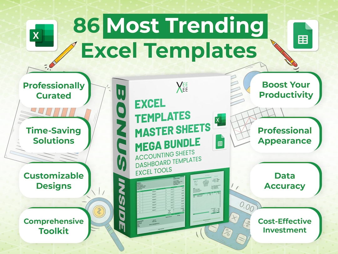 Excel Templates Mega Bundle - Accounting, Data Analysis, Finance, HR ...