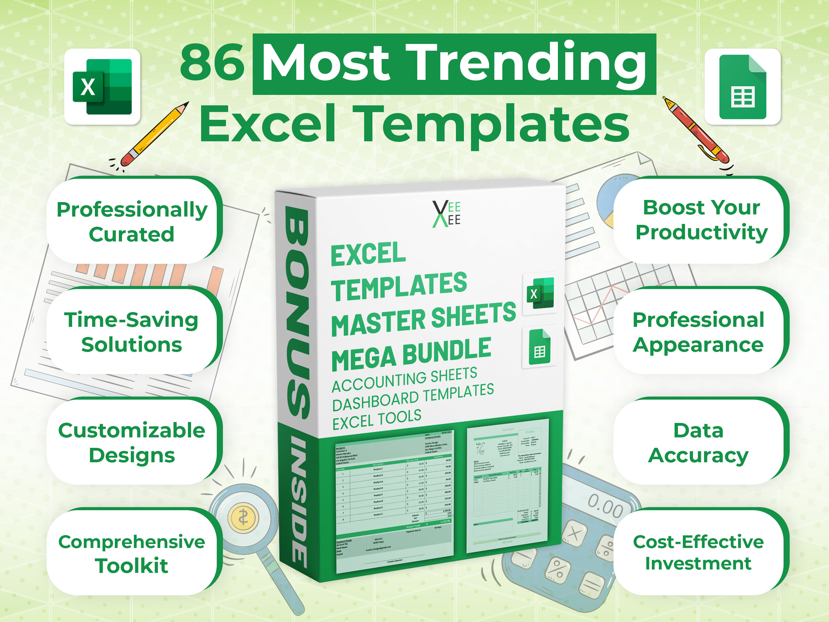 Excel Templates Mega Bundle - Accounting, Data Analysis, Finance, HR ...