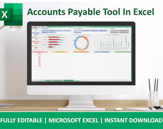 Accounts Payable All in One Excel Sheet Template - Etsy