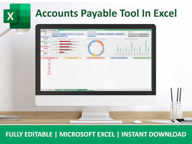 Accounts Payable All in One Excel Sheet Template - Etsy