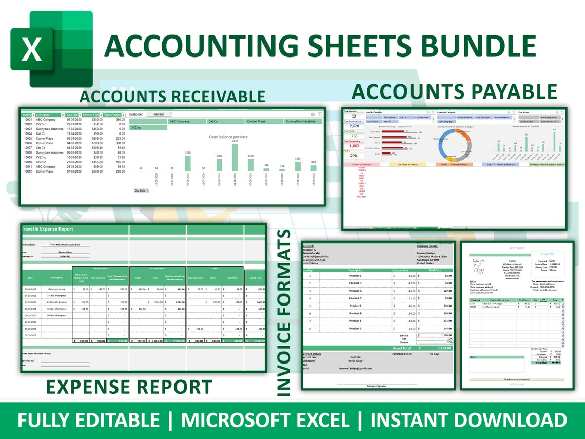 Accounting Excel Sheet Tools Bundle Accounts Receivable - Etsy