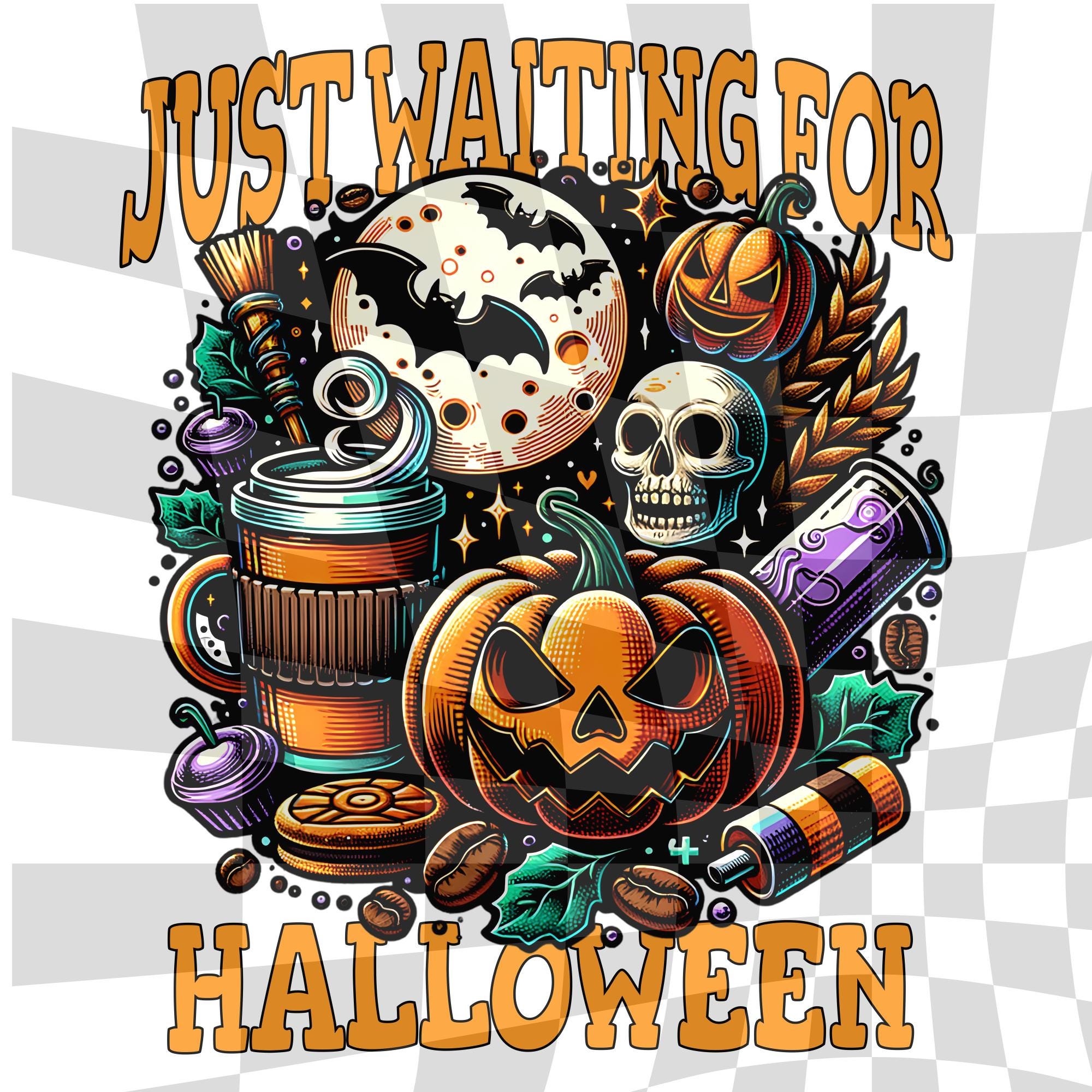 Just Waiting for Halloween Png, Funny Skeleton Halloween Png, Fall ...