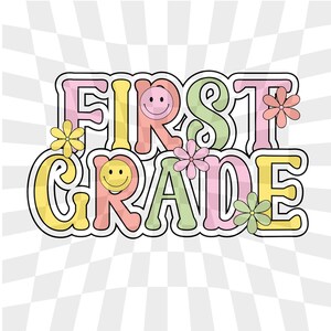 First Grade PNG Image, Back to School First Grade Design, Retro Back to ...