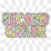 Second Grade PNG Image, Back to School Second Grade Design, Retro Back ...