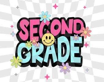 Retro Back to School PNG, Second Grade Sublimation Design, First Day of ...