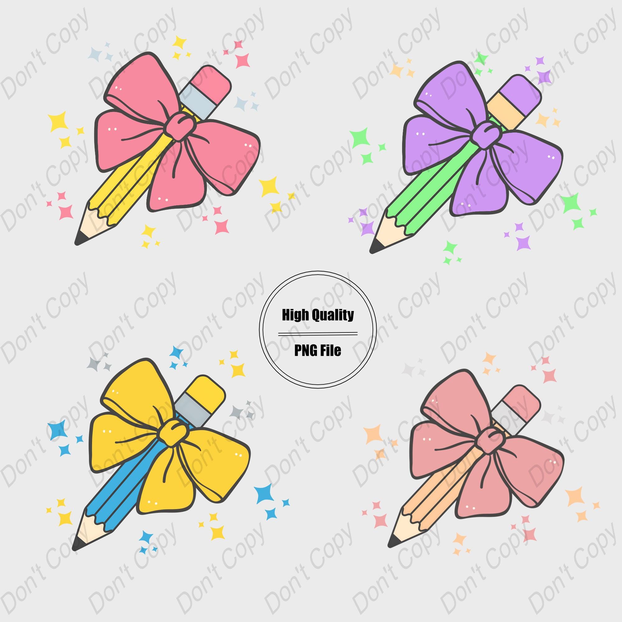 Coquette Pencil With Pink Bow Png Pundle, Back to School Png, Coquette ...