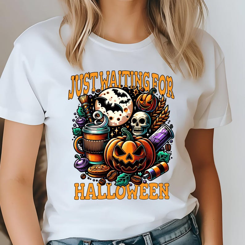 Just Waiting for Halloween Png, Funny Skeleton Halloween Png, Fall ...