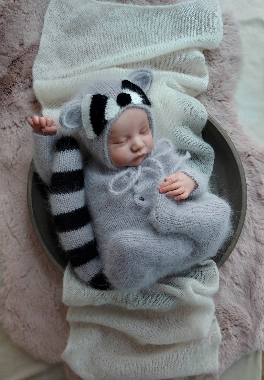 Pre-order,sweet Baby Raccoon Costume for Newborns, Angora Romper ...