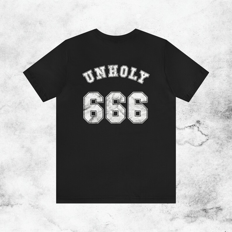 Back Print Unholy 666 Goth Emo Girl T-shirt. Black Satanic Edgy Short ...