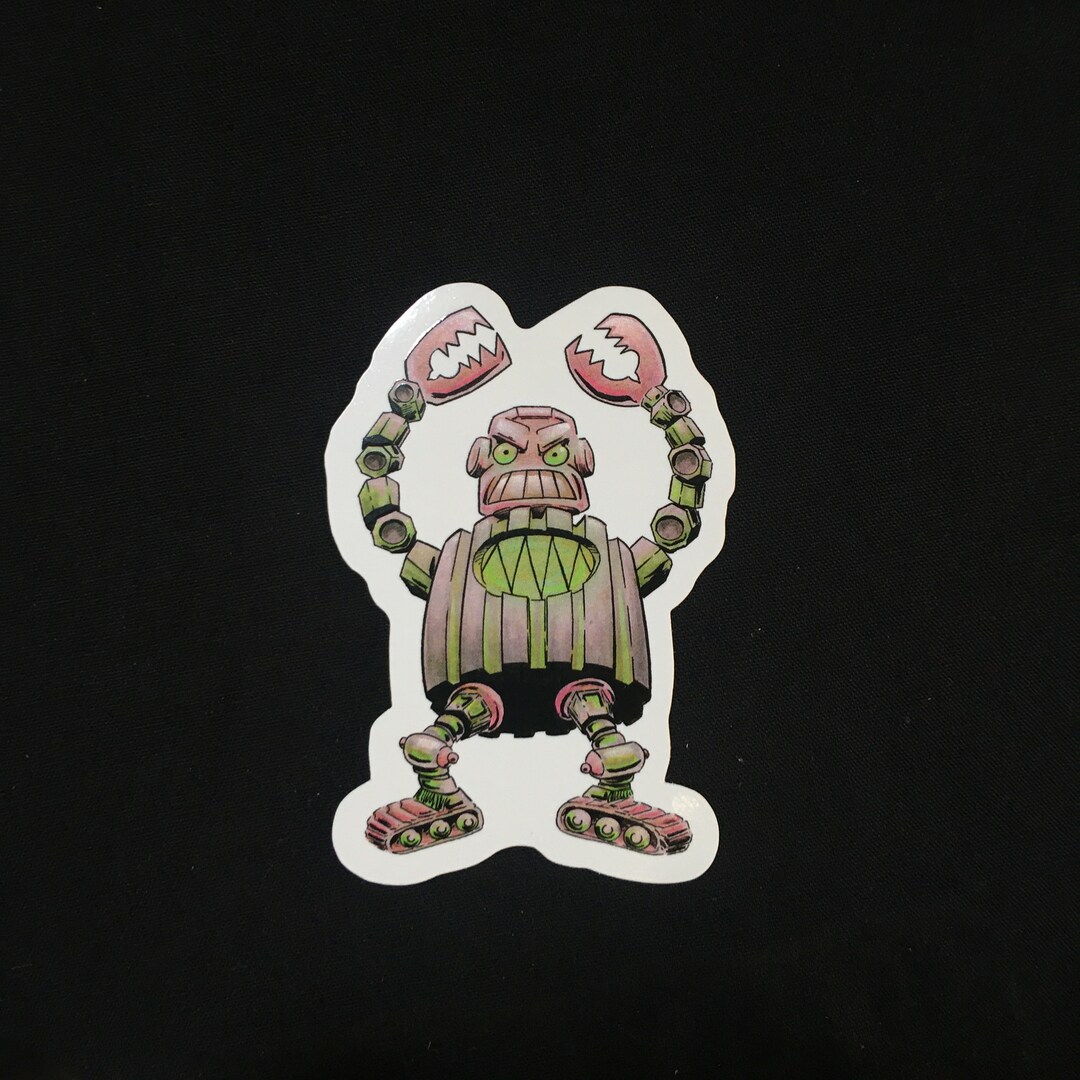 Angry Retro Robot Sticker - Etsy